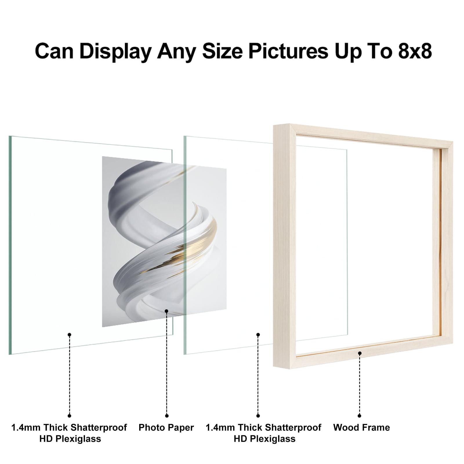 Snapklik.com : 8x8 Floating Frames Set Of 2, Double Plexiglass Picture ...