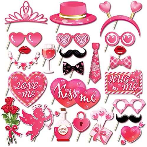 Amazon.com: KatchOn, Pink Valentines Day Photo Props - Pack of 28 ...
