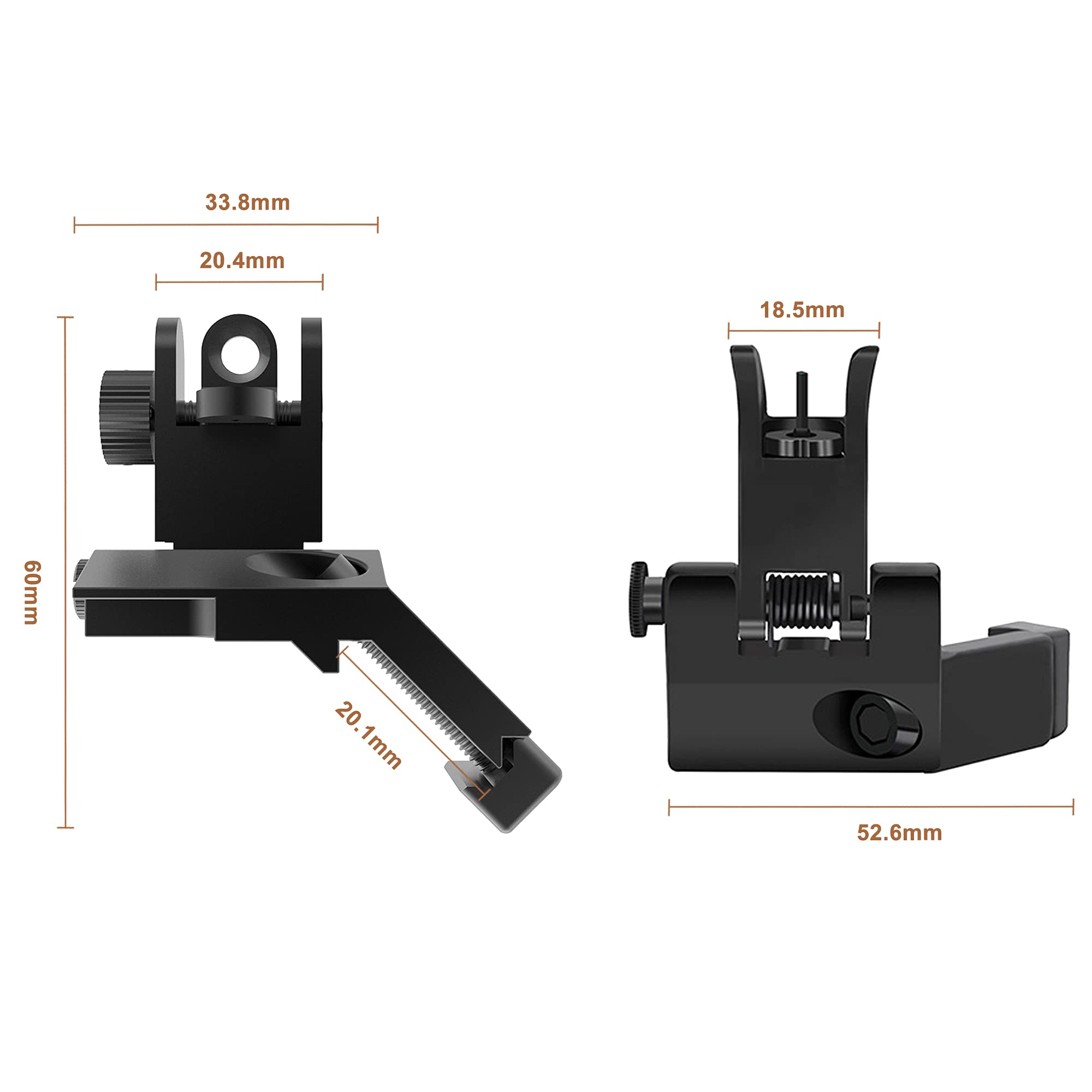 Snapklik.com : 45 Degree Iron Sights Offset Flip Up Front Rear Backup ...