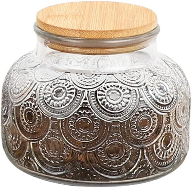 Amazon.com: Vintage Glass Jar, Airtight Storage Jar with Bamboo Lid, 25 ...
