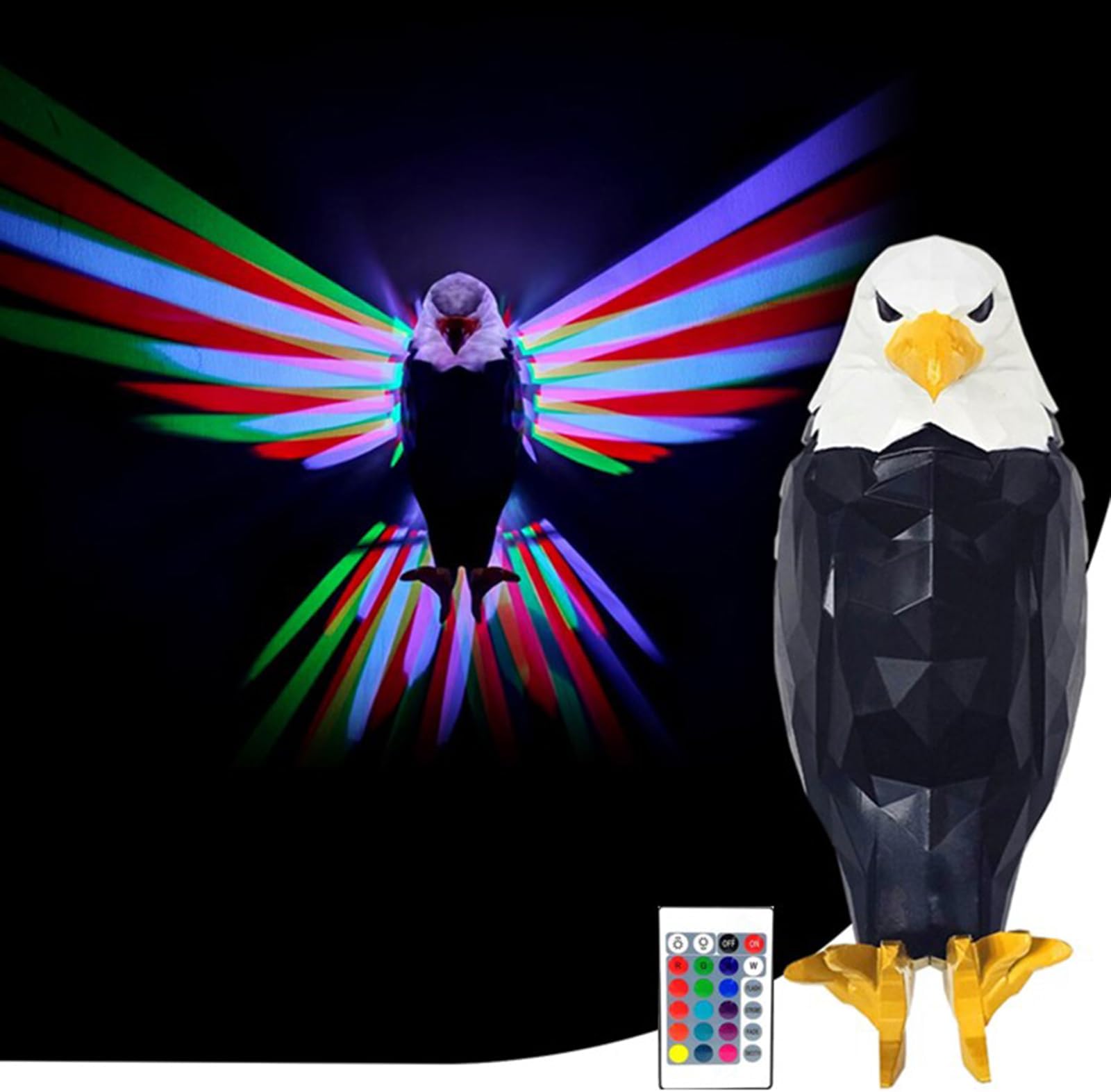 Bald Eagle Wall Light with Remote Control, Magnetic Led Mounted Eagle ...