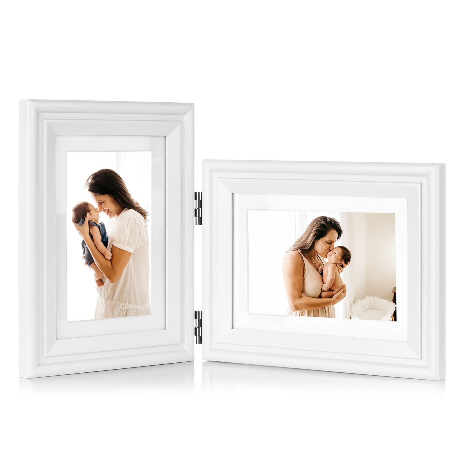 Amazon.com - Tamolus 5X7 Double Wooden Hinged Picture Frame Vertical ...