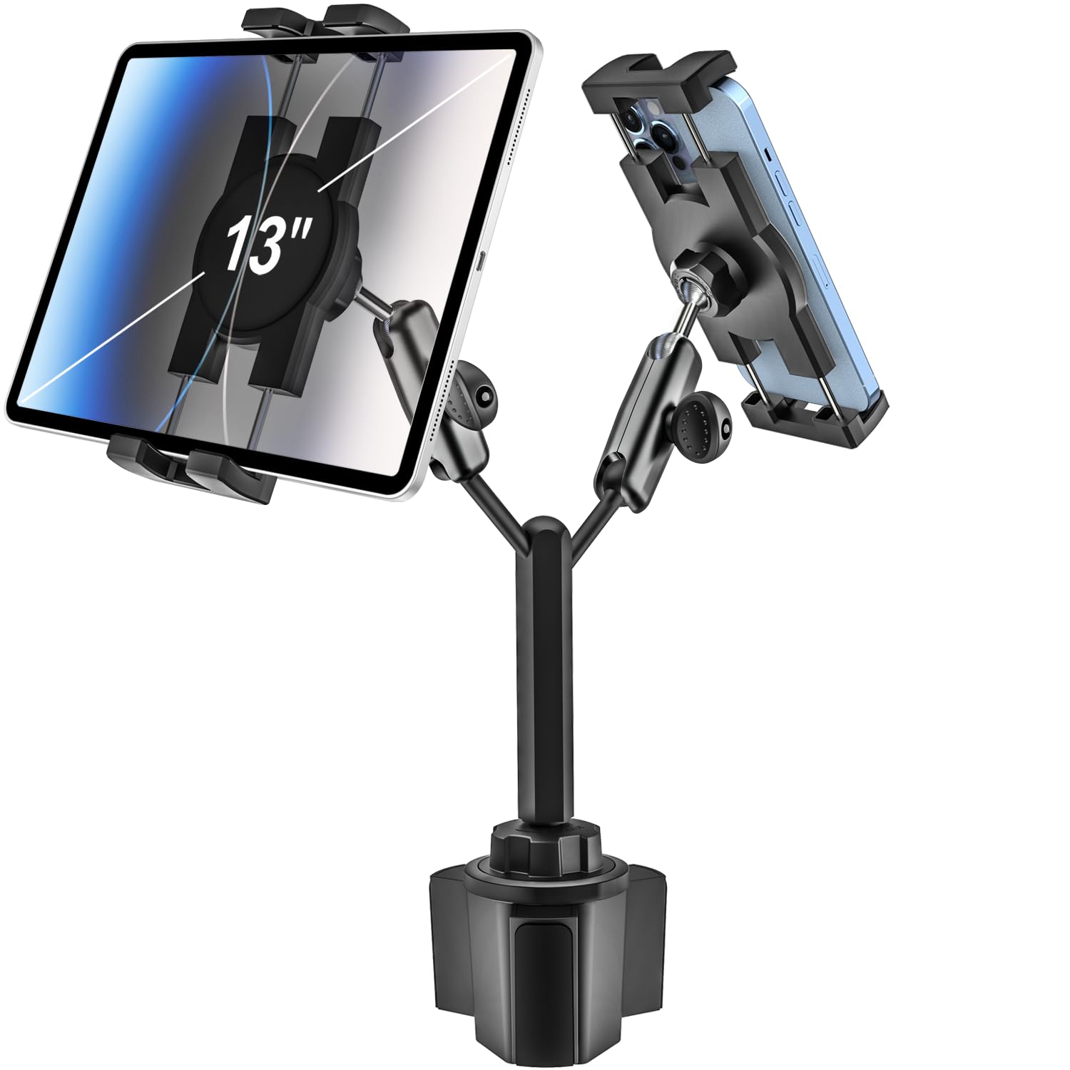 Amazon.com: woleyi Dual Tablet Holder for Car Cup - [Double Metal Arm ...