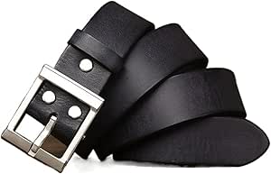 Amazon.com: YENEVA 3.8CM Thick Cowhide Heavy Stainless Steel Buckle ...
