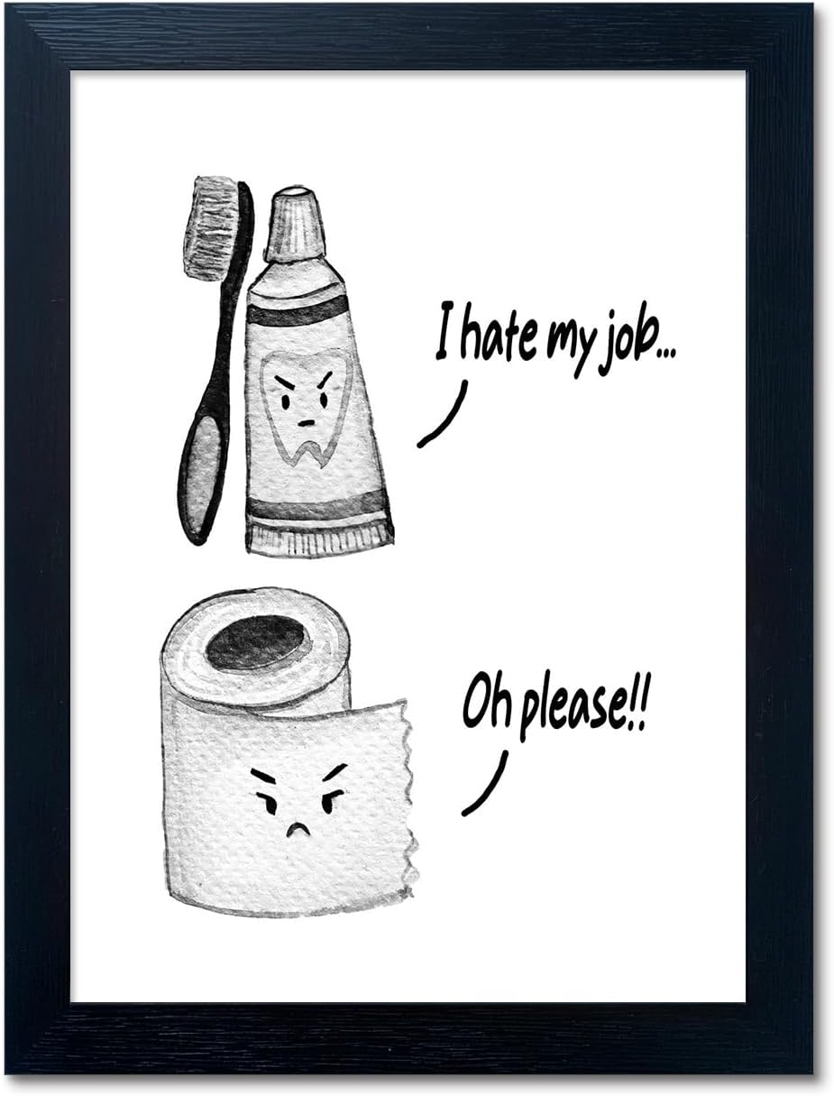 Amazon.com: Kids Bathroom Decor Wall Art Black and White Bathroom Print ...