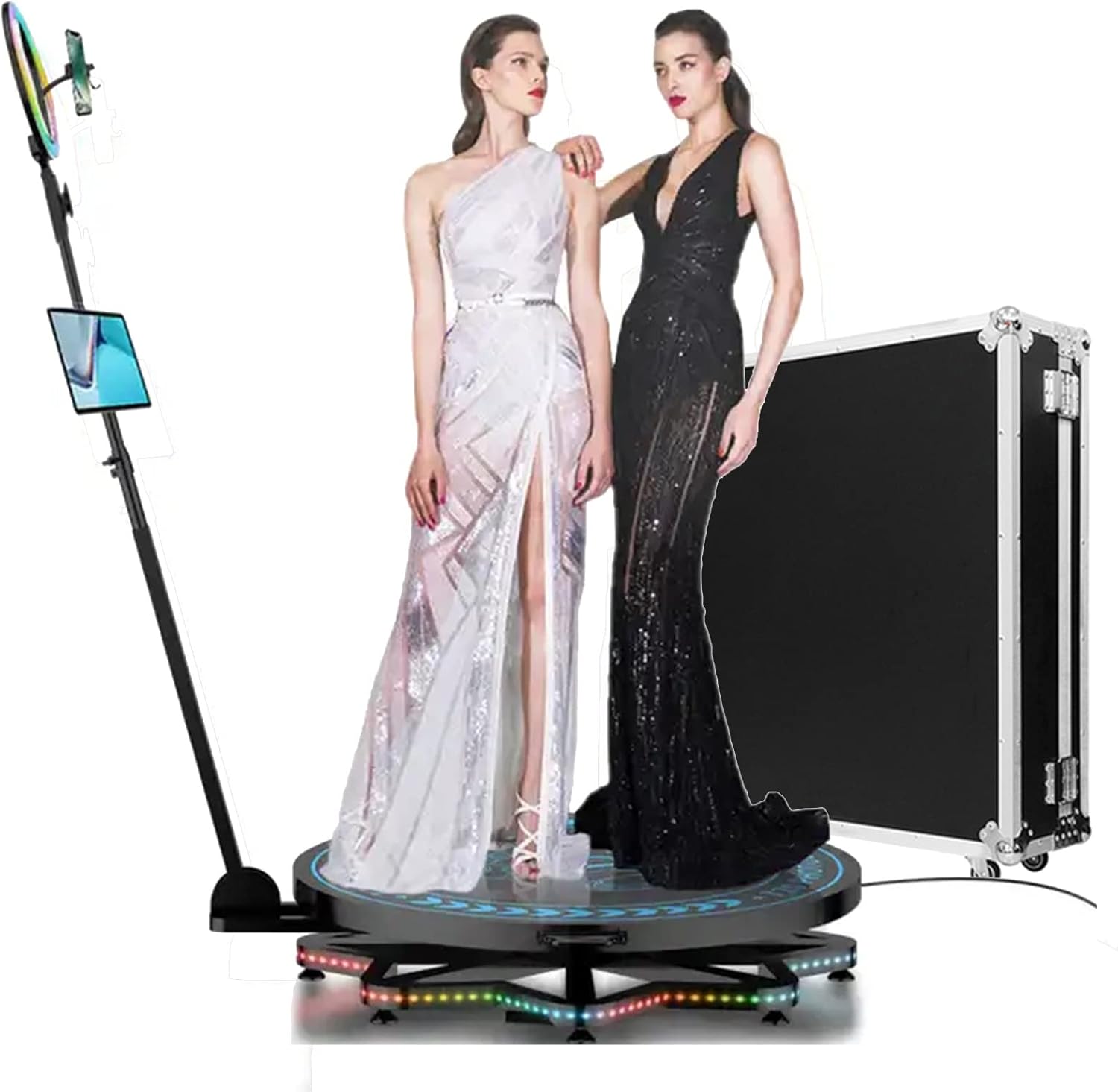 Amazon.com: 360 Photo Booth Automatic Rotating Selfie Props RGB Light ...