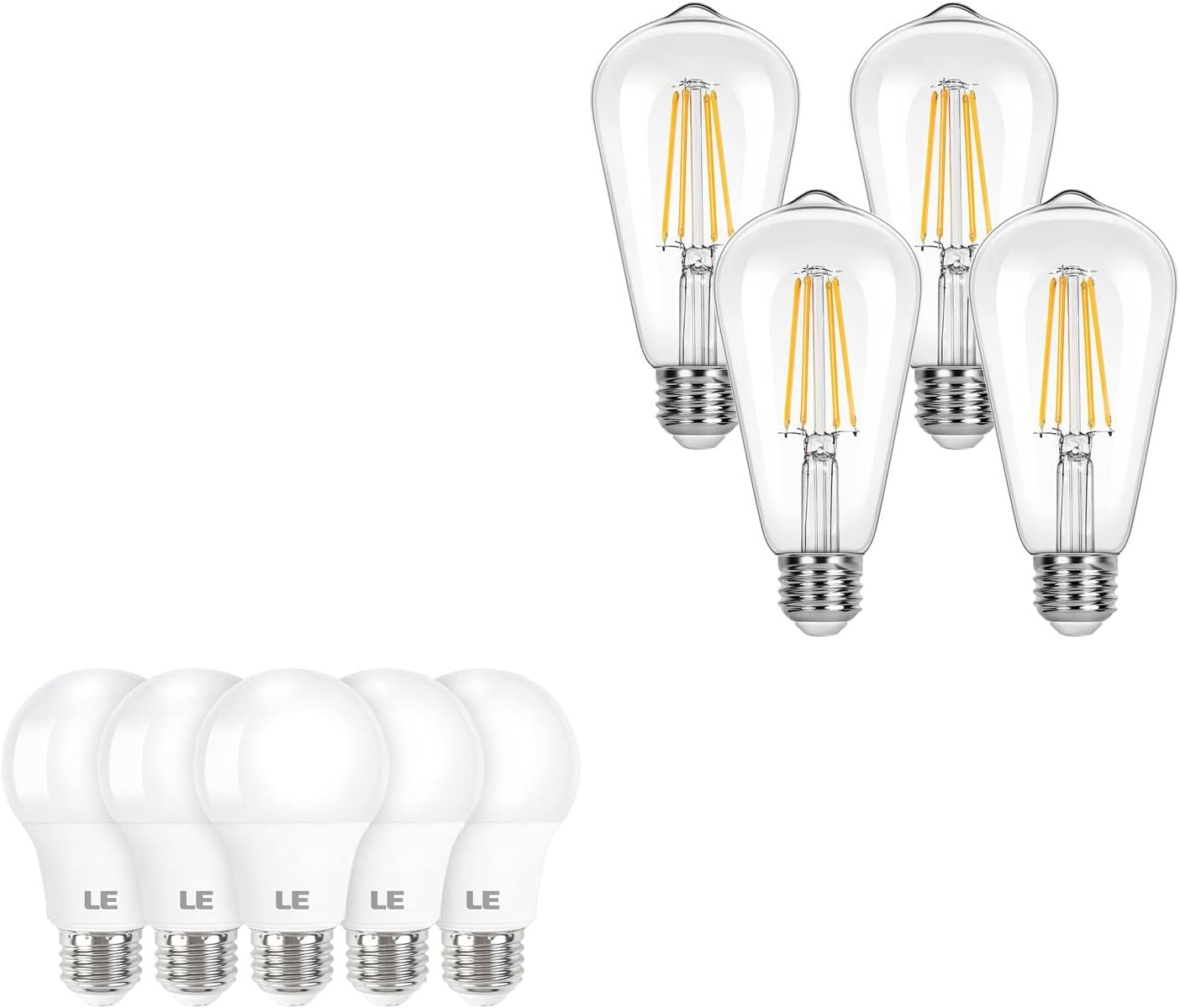 LE Bundle - 2 Items: 5-Pack LED Light Bulbs 60W Equivalent & 4-Pack ...