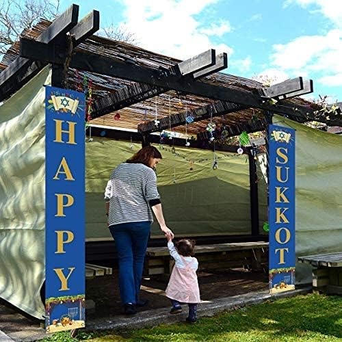 Amazon.com : Happy Sukkot Banner Sukkot Welcome Porch Sign Sukkah ...