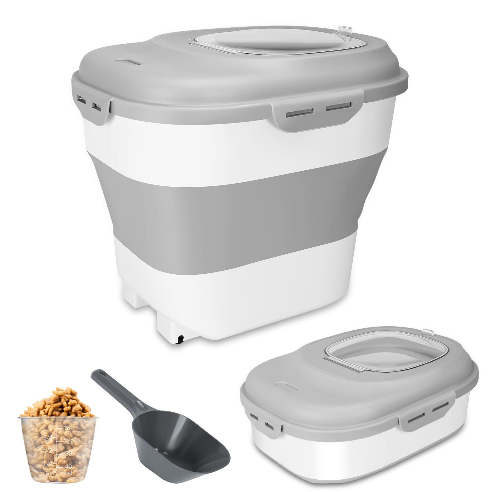 YECERCAN Dog Food Storage Container, 30lb-50lb Large Collapsible Pet ...
