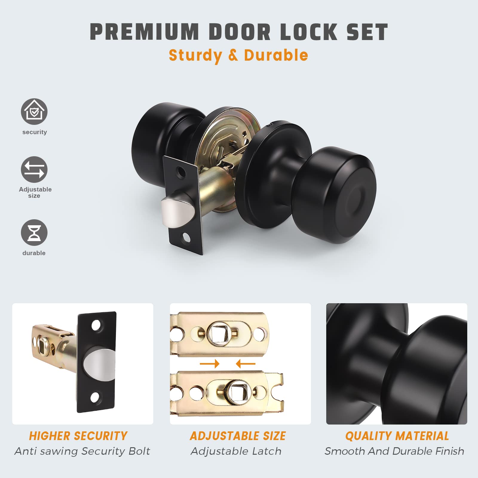 Snapklik.com : 4 Pack Passage Square Modern Door Knob, Interior Door ...