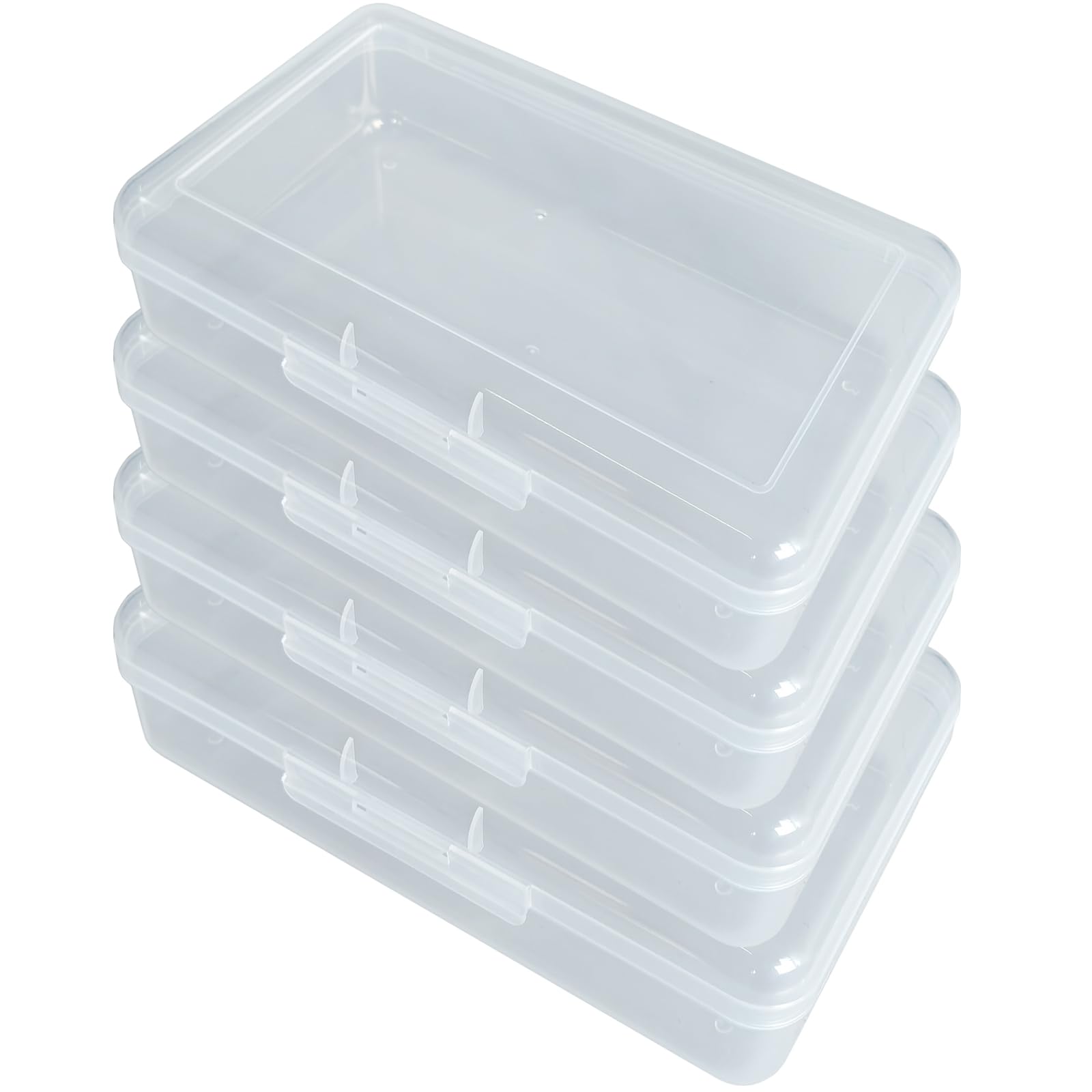 Thintinick 4 Pack Rectangular Clear Plastic Storage Containers Box with ...