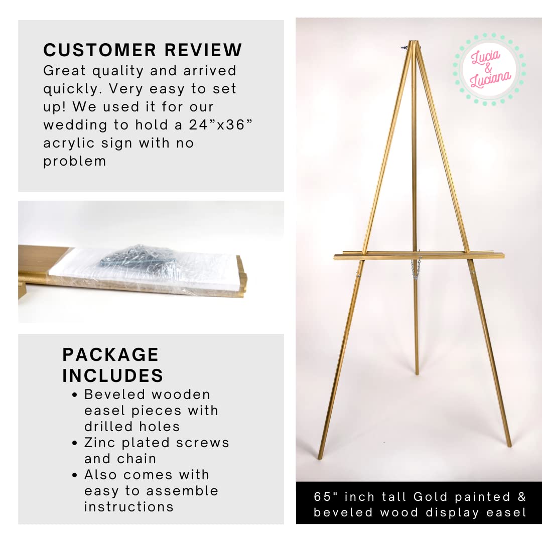 Buy Wooden Wedding Easel for Welcome Sign, Floor Standing Easel Stand ...