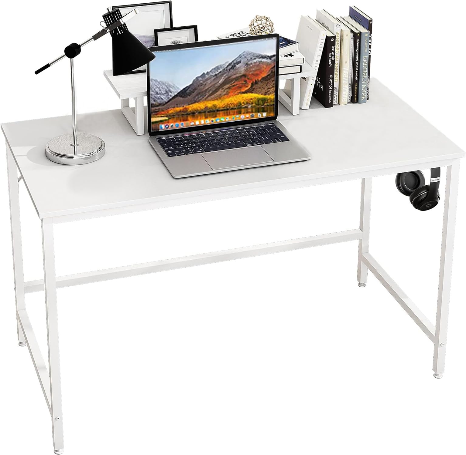 Homesbrand Computer Desk with Monitor Stand & Storage Shelf, Home ...