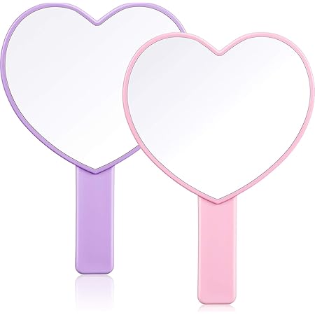 Amazon.com: TBWHL Heart-Shaped Travel Handheld Mirror, Cosmetic Hand ...