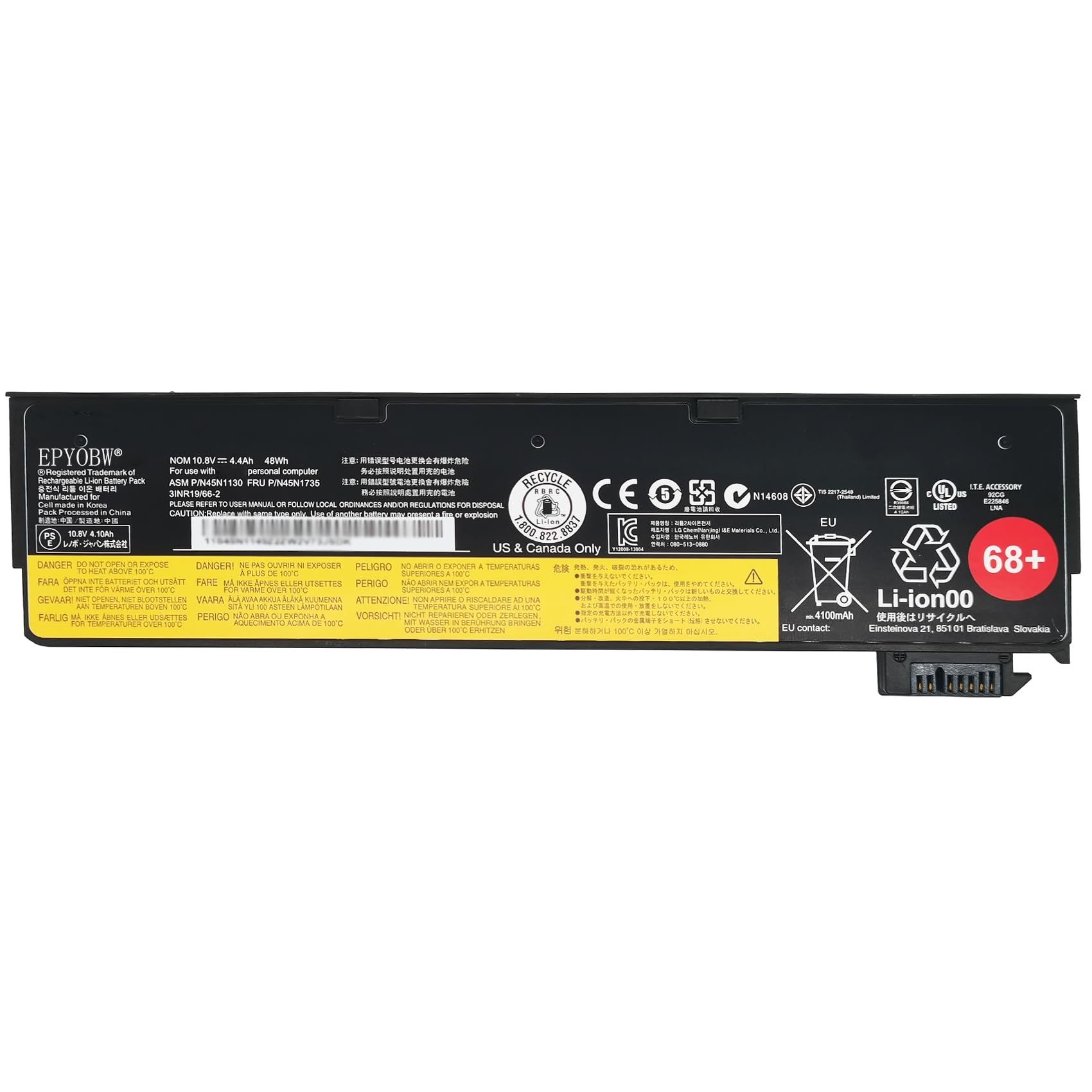 Amazon.com: EPYOBW 45N1130 68 68+ Battery 48Wh Compatible with Lenovo ...