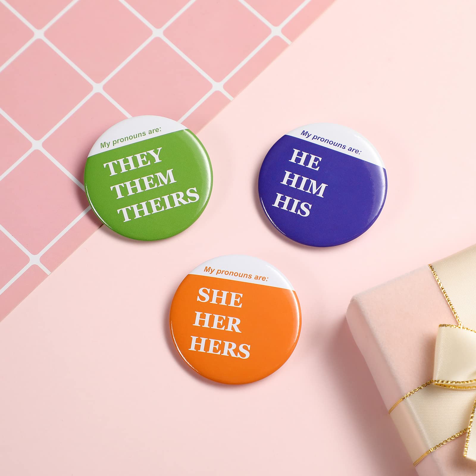 Snapklik.com : 30 Pcs Pronoun Pinback Button Pronoun Badges Pins Gender ...