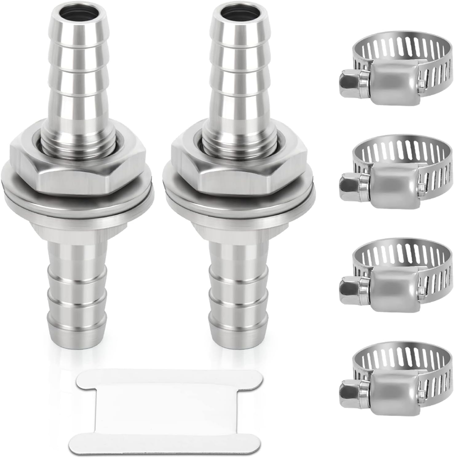TAISHER 2PCS 304 Stainless Steel Hose Barb Thru-Bulk Bulkhead Fitting 5 ...