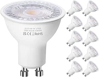 GU10 LED Bulbs, Warm White 2700K, 5W LED GU10 Spotlight Bulb, 50W ...