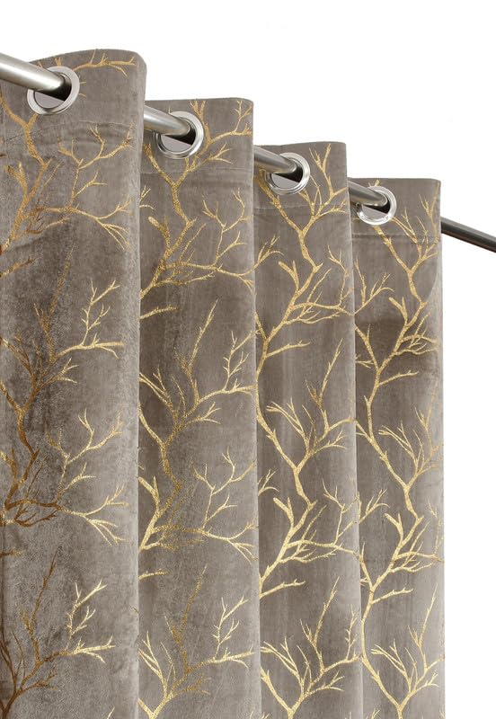 Buy FABDRAPE Heavy Velvet Fabric Room Darkening Floral Design Curtains ...