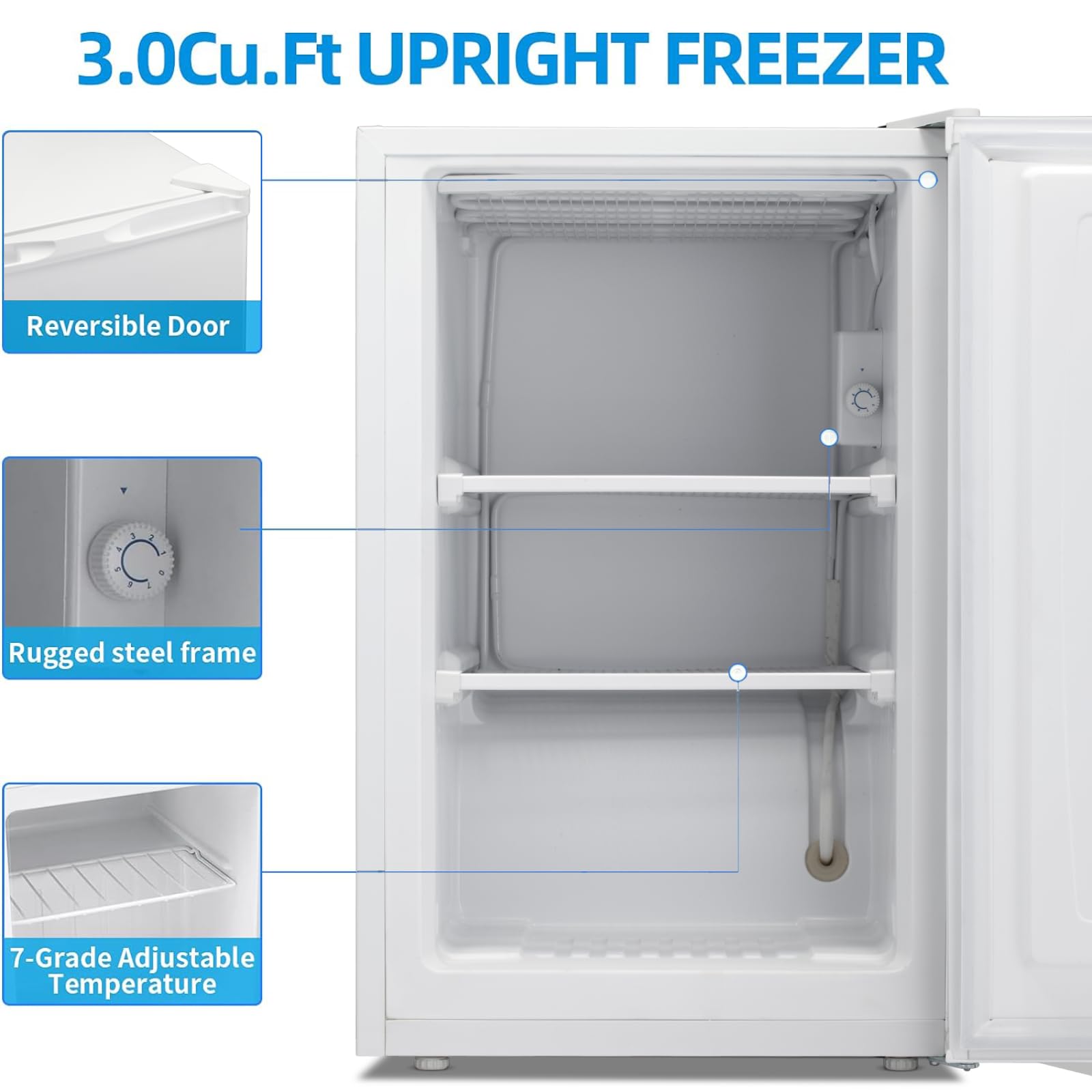 Snapklik.com : LHRIVER 3.0 Cuft Upright Freezer, Compact Mini Freezer