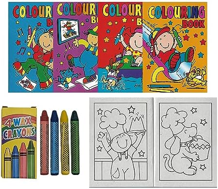 WF Graham Pack of 12 A6 Kids Colouring Books and 12 Packs of Crayons ...