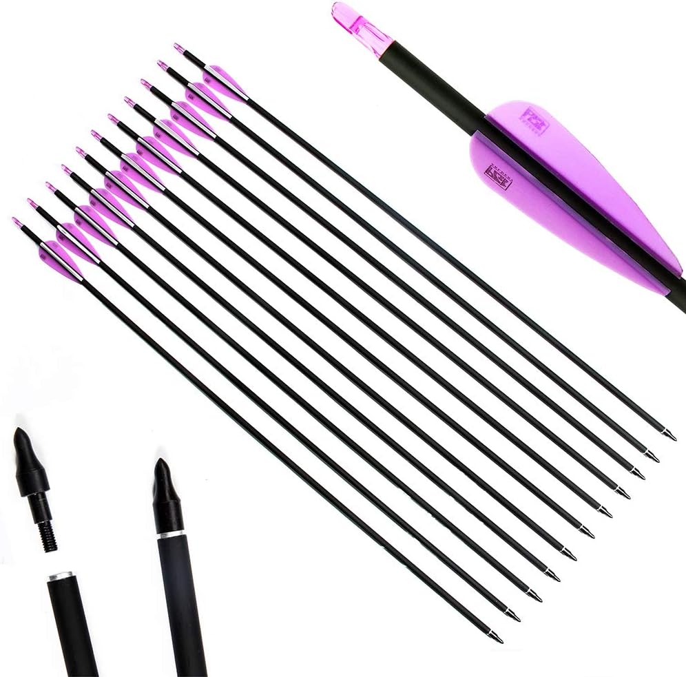 PG1ARCHERY 30 Inch Carbon Arrow Fletched 3″ Parabolic Vanes Target ...