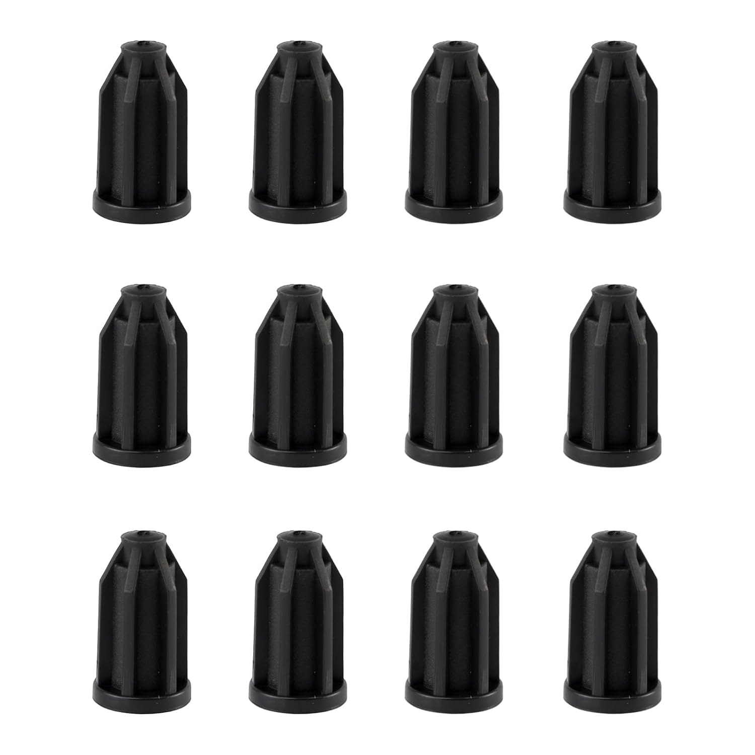 12-Pack Plastic Caster Socket Black Sleeves - Round Inserts for Chair ...