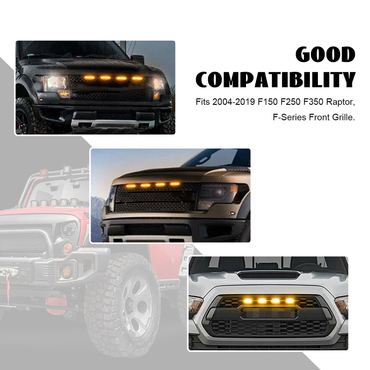 Snapklik.com : KVAEY 5PCS Car LED Grille Lights, Waterproof Bumper Trim ...