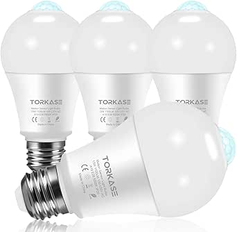 Torkase Motion Sensor Light Bulbs, 13W(100W Equivalent) Motion Detector Auto Activated Dusk to ...