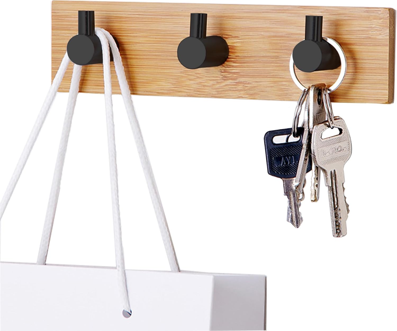 Amazon.com: Kingdong Bamboo Wood Key Holder for Wall - Key Hanger with ...