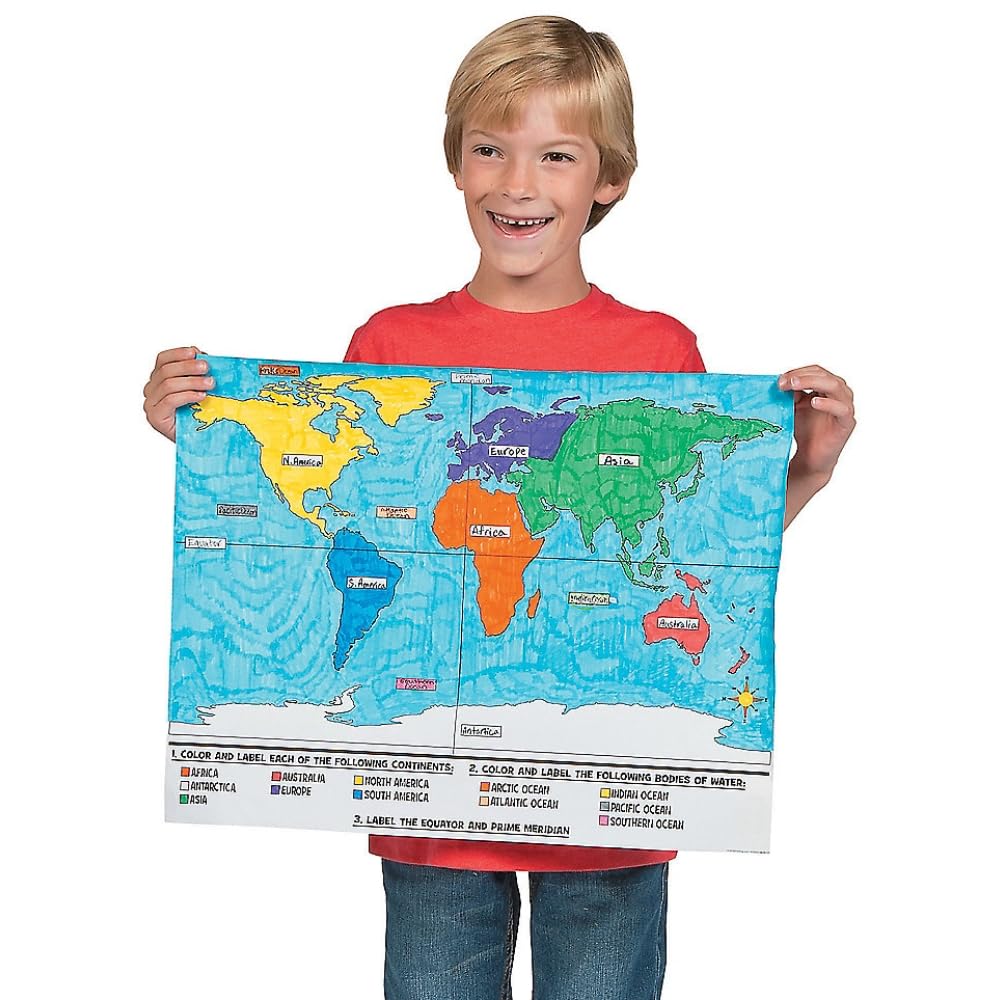 Map Of The World For Kids To Label Geography Find That Country!