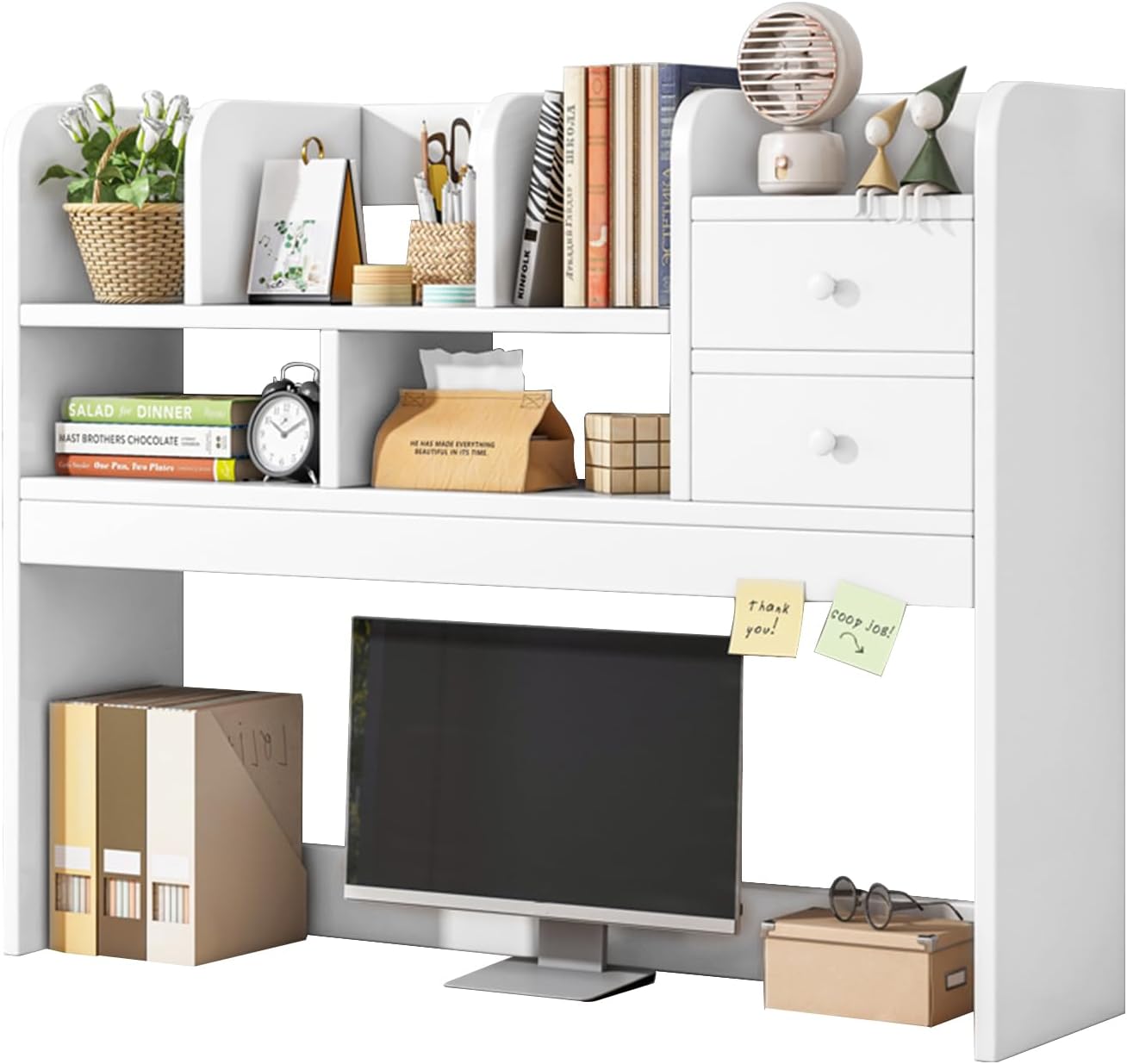 Amazon.com: 3-Tier Bookshelf, Desktop Bookcase for Computer Desk ...