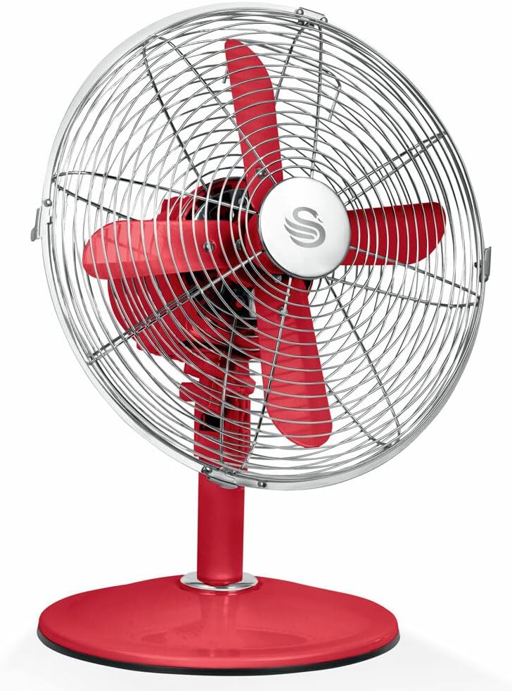 Swan Retro Desk Fan, 30 cm Size, Red : Amazon.com.au: Home
