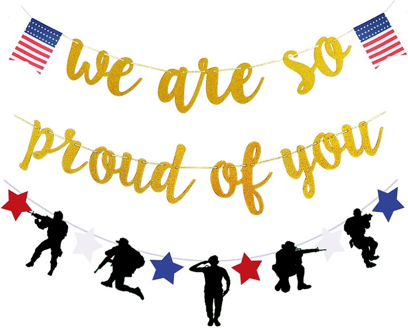 Amazon.com: Patriotic Soldier We Are So Proud Of You Banner - Military ...