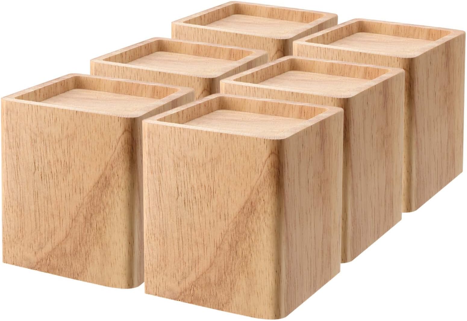Amazon.com: TAICHEUT 6 Pack Wood Bed Risers, 4 Inch Natural Square Dark ...