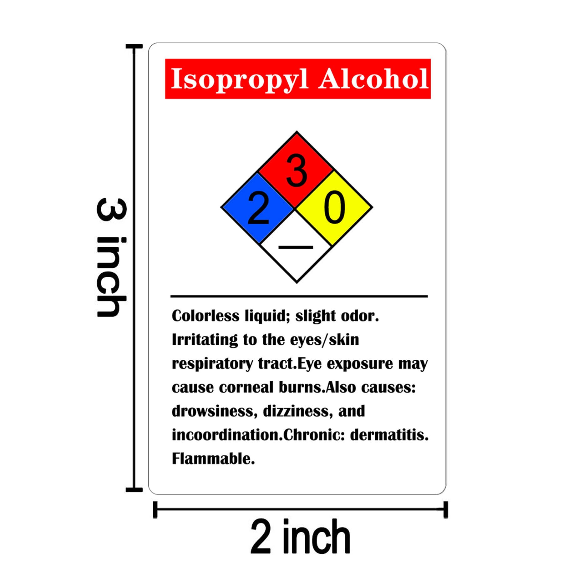 Snapklik.com : Isopropyl Alcohol Chemical NFPA Labels Hazard Labels 2 X ...