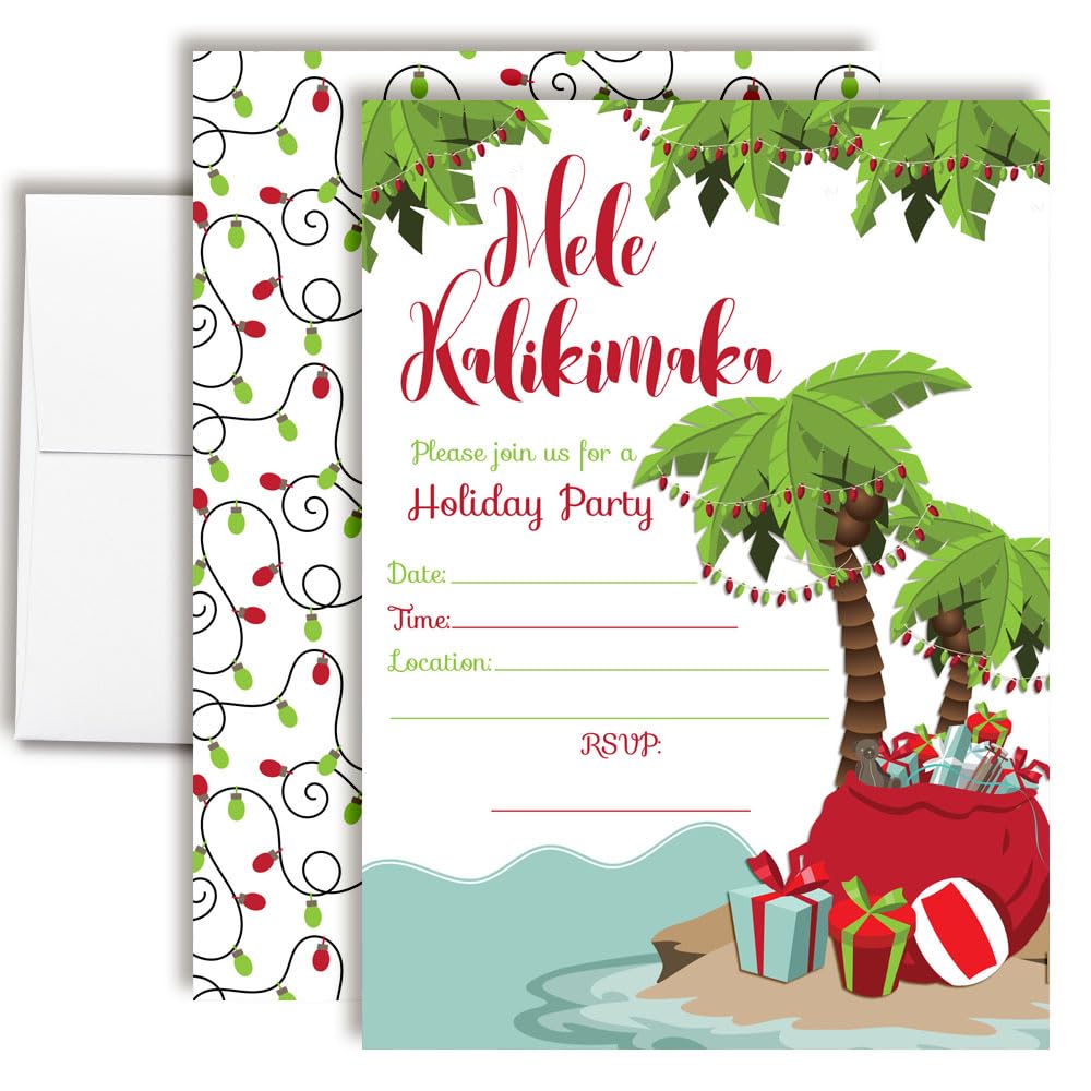 Hawaiian Party Invitation Christmas Tree Christmas Luau 🎄