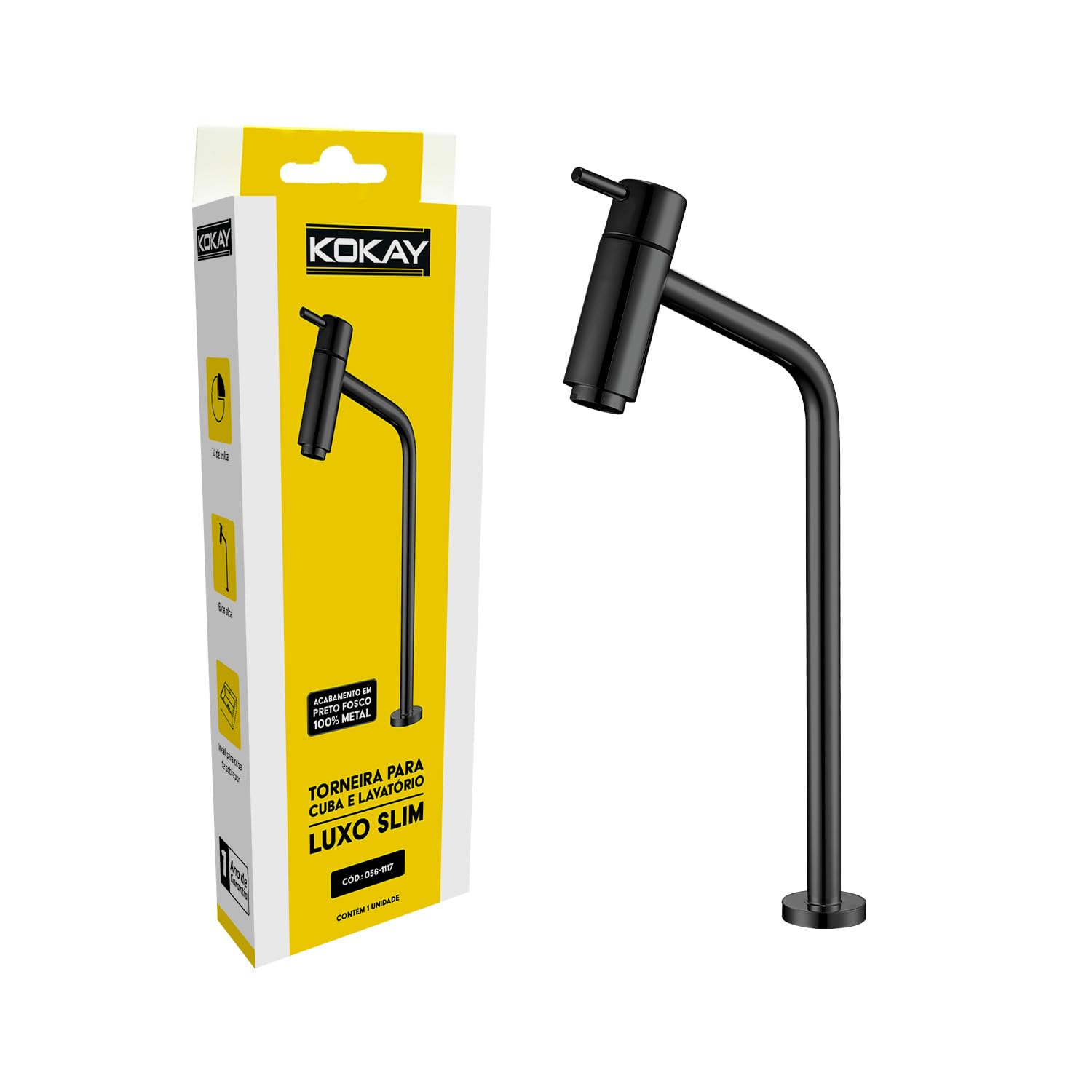 Kokay Torneira Para Cuba E Lavatório Luxo Slim Preto Fosco | Amazon.com.br