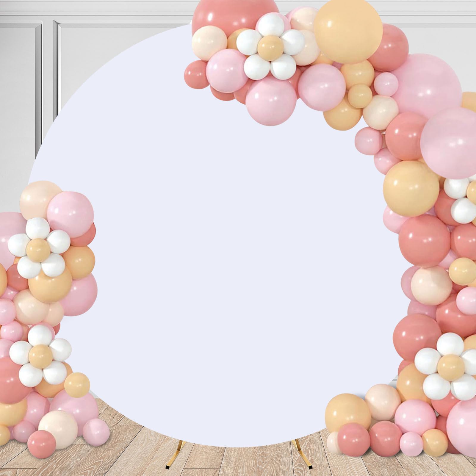 Amazon.com : GUANSEN 6.5FT White Round Backdrop Cover Polyester Fitted ...