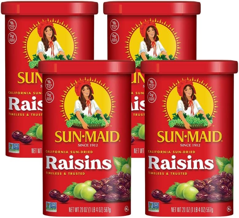 Amazon.com: Sun-Maid Raisins Canister 20 Oz (Pack of 4) : Grocery ...
