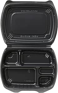 Amazon.co.jp: リスパック(Risupack) 使い捨て 容器 デリバリー テイクアウト ランチ 弁当 内嵌合蓋 バイオデリカ シェル BOX80-1 黒 25枚入 レンジ対応 ...