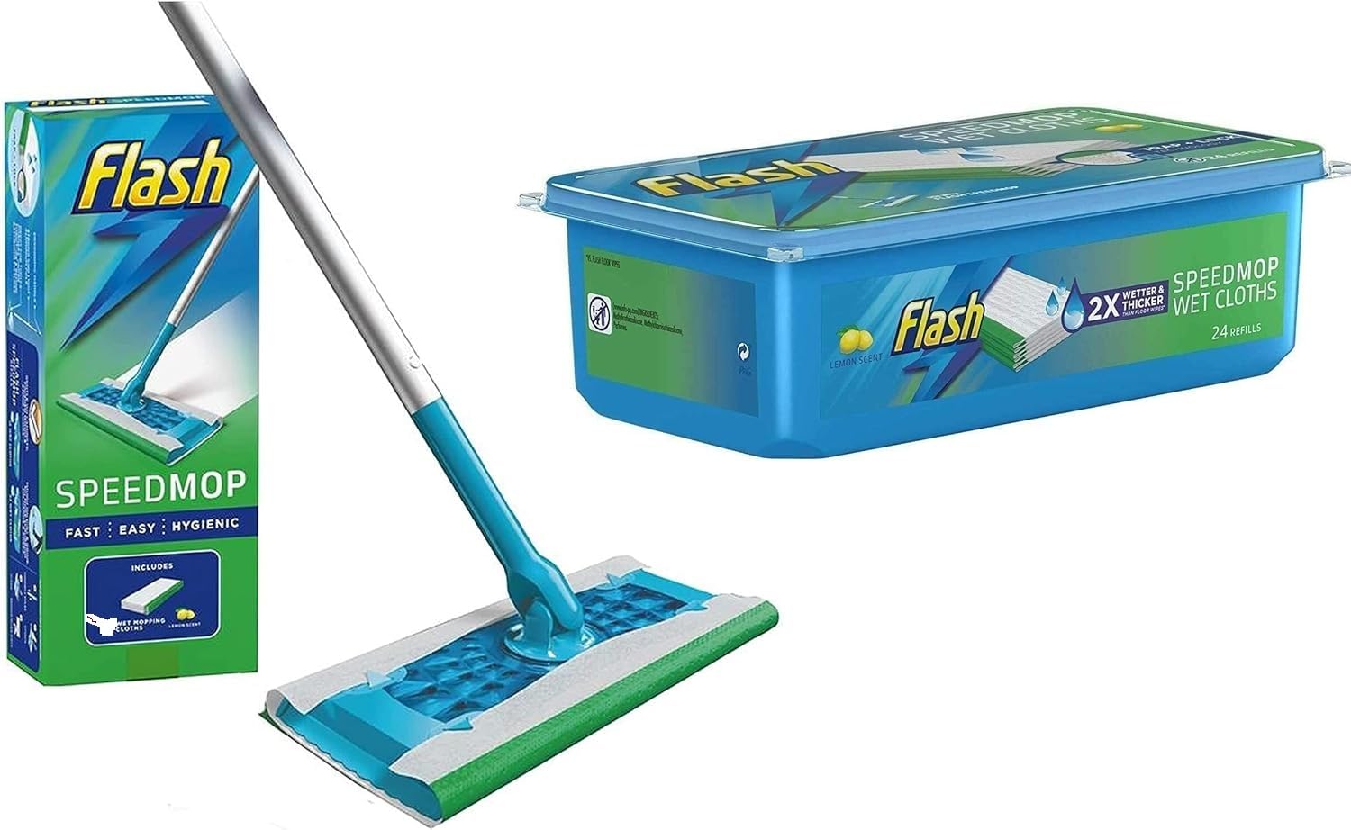 Cleaning Bundle Flash Speed Mop Starter Kit - Mop&24 Wipes Absorbing ...