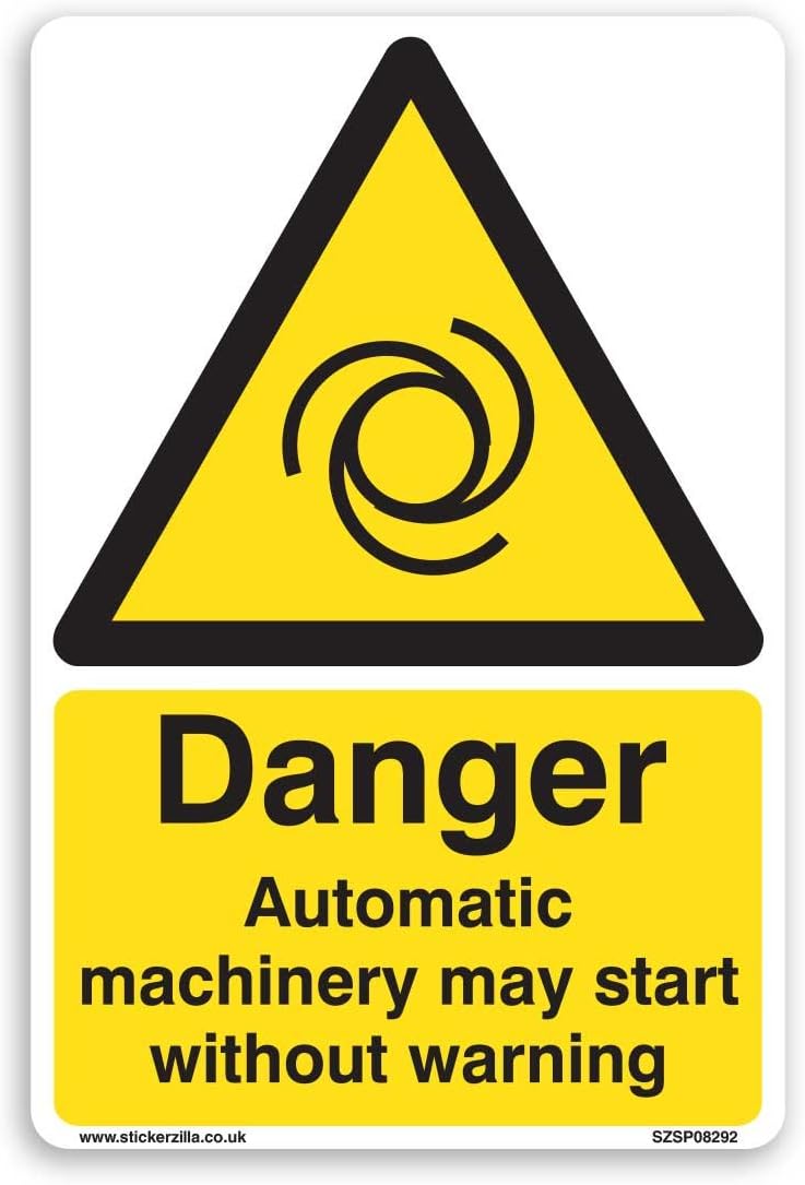 DANGER Automatic Machinery May Start Without Warning Sign [A4 200mm x ...