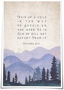 Amazon.com: Heskyii Proverbs 22 6 Wall Art Verse Bible Poster Scripture ...