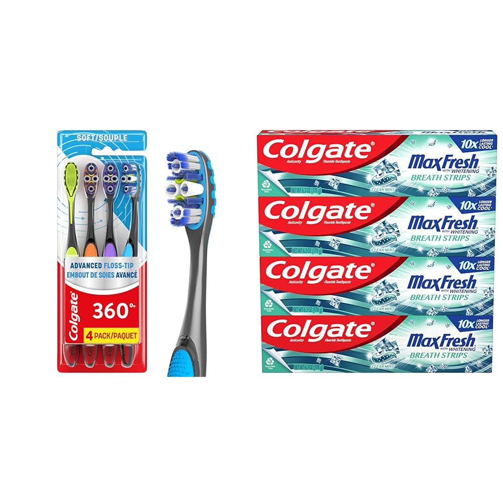 Amazon.com : Colgate 360 Advanced Floss Tip Toothbrush, Soft Toothbrush ...