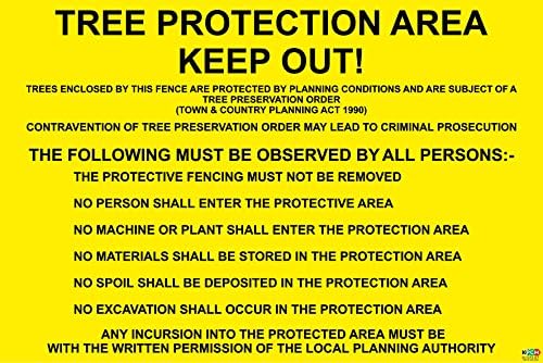 Tree Protection Area Keep Out Sign - 1.2mm Rigid Plastic 300mm x 200mm ...
