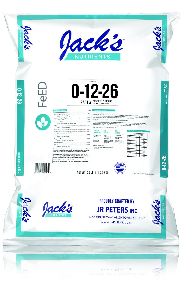 Amazon.com : Jack's Nutrients Zero Nitrogen Formula 0-12-26 Feed Part A, 25lb Bag : Cylindrical ...
