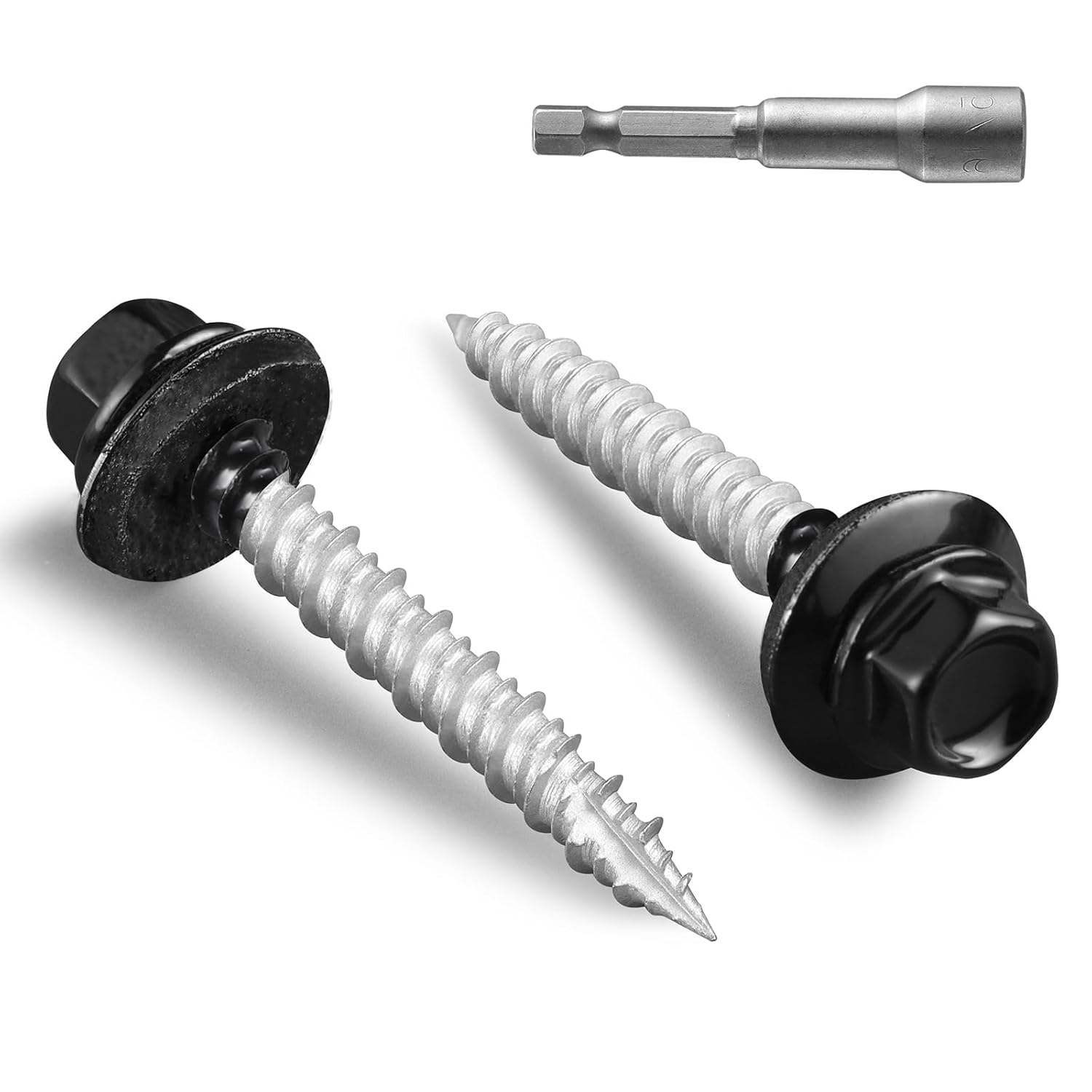 Bnuok Metal Roofing Screws #10 × 1 1/2 Inch, 64pcs Black Ruspert ...