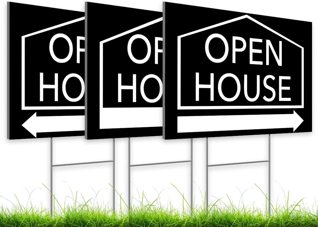 Amazon.com : Pack of 3 Open House Signs 12x16 Inch for Real Estate ...