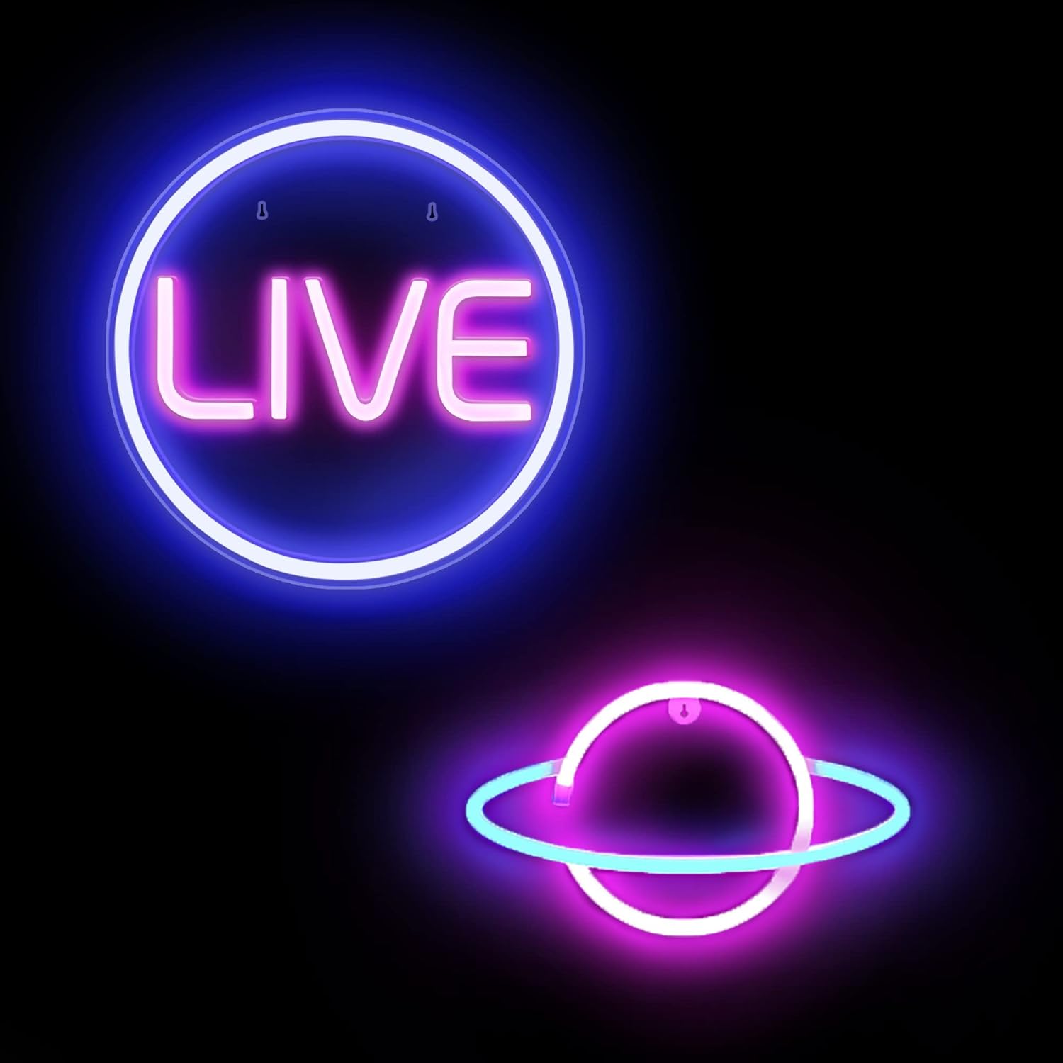 Lumoonosity Planet Neon Sign, Live Neon Signs with USB Powered Planet ...